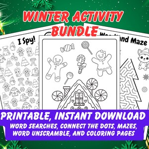 Kids Winter Activity Pages Bundle, Winter Fun Worksheets for Students ...