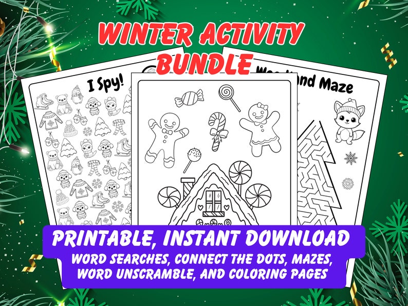 Kids Winter Activity Pages Bundle, Winter Fun Worksheets for Students ...