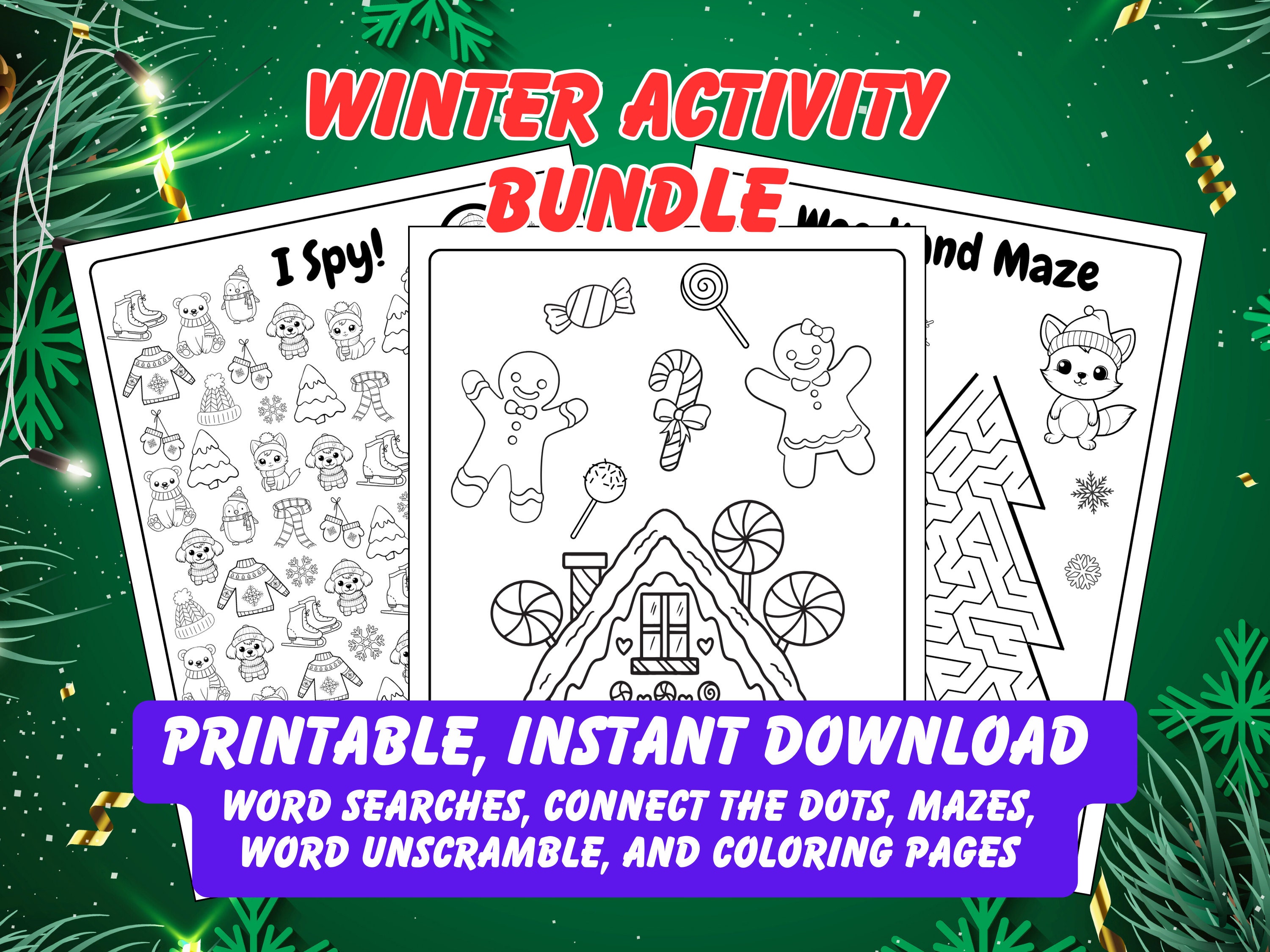 Kids Winter Activity Pages Bundle, Winter Fun Worksheets for Students ...