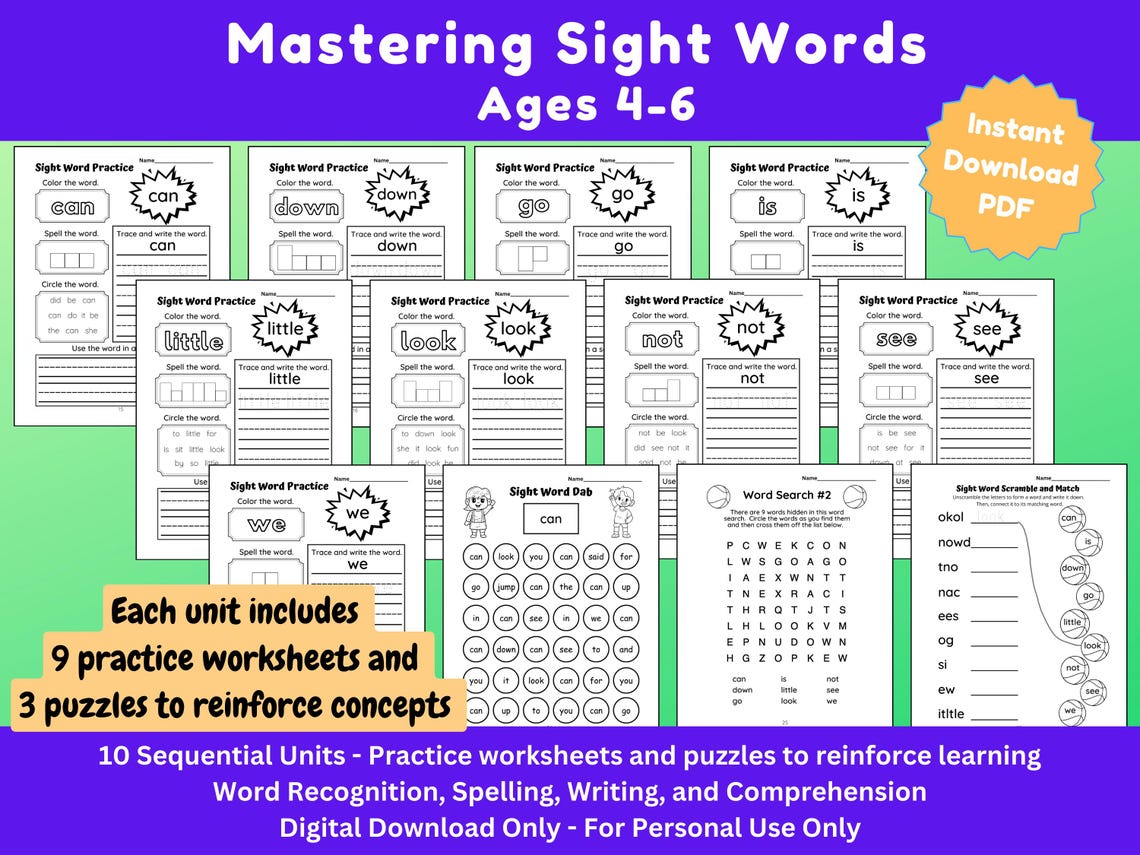Mastering Sight Words, Preschool Pre-k + Kindergarten Learning, Sight ...