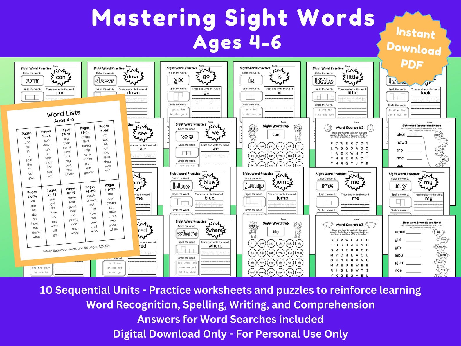 Mastering Sight Words, Preschool Pre-k + Kindergarten Learning, Sight ...