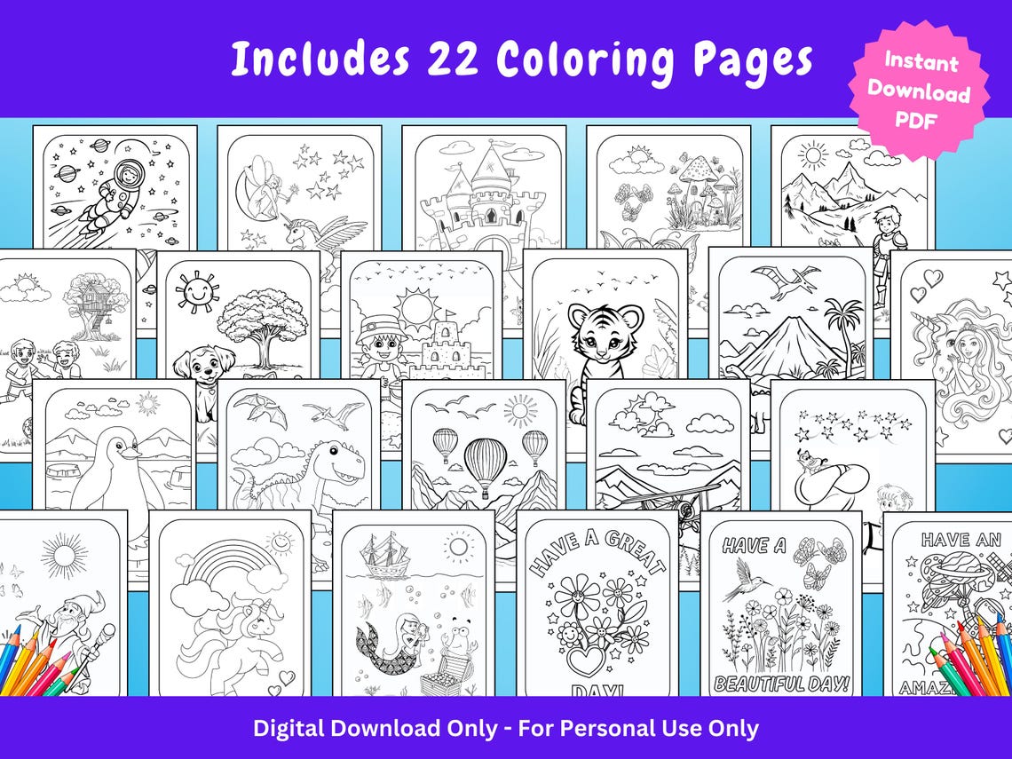 Kids Activity Bundle: 50 Printable Games, Mazes, Coloring, I Spy, Word ...