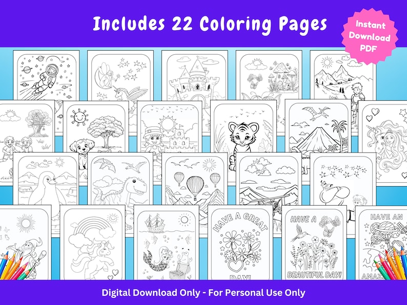 Kids Activity Bundle: 50 Printable Games, Mazes, Coloring, I Spy, Word ...