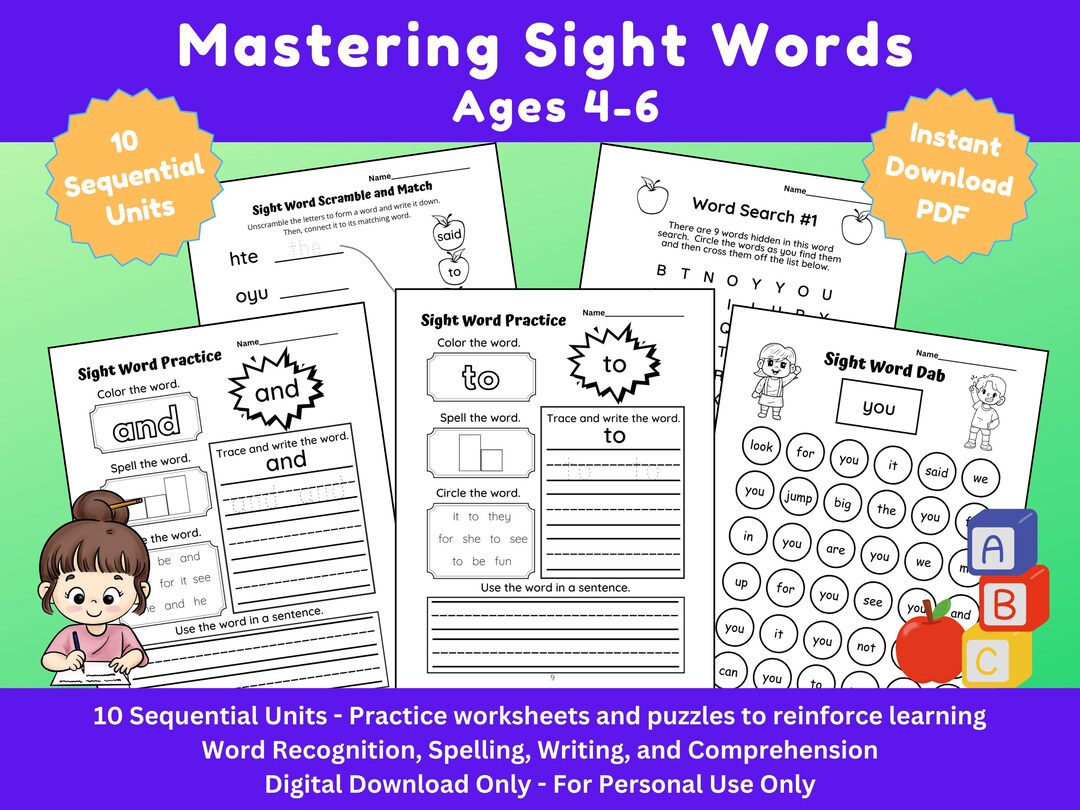 Mastering Sight Words, Preschool Pre-k + Kindergarten Learning, Sight ...