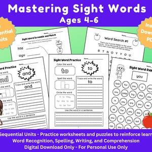 Mastering Sight Words, Preschool Pre-k + Kindergarten Learning, Sight ...