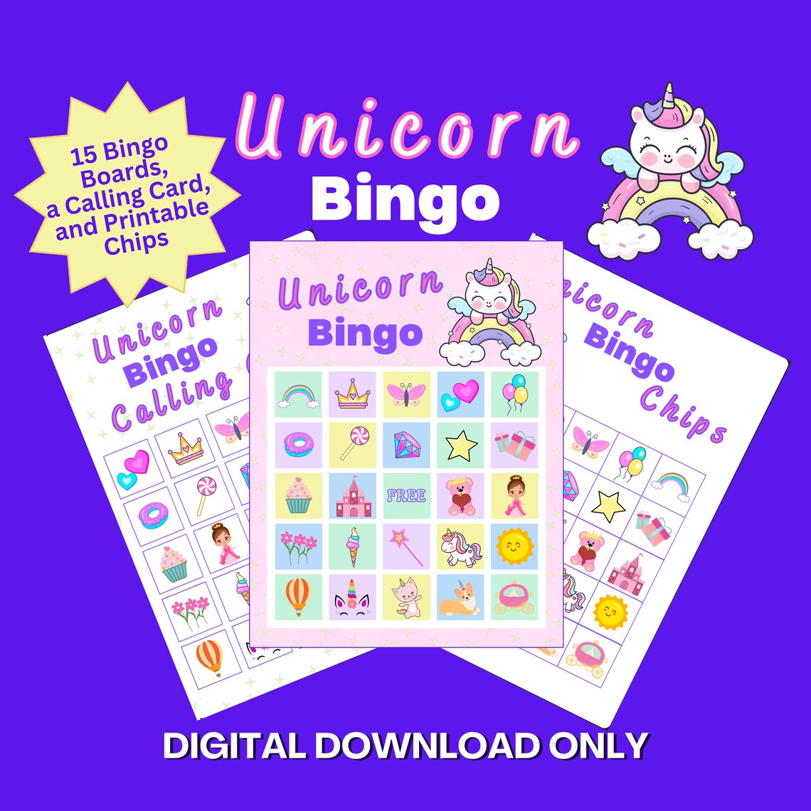 Unicorn Bingo Printable Game, Family Party (digital Download) - Etsy