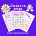 Cute Unicorn Bingo Printable Games, Unicorn Birthday, Unicorn Bingo ...