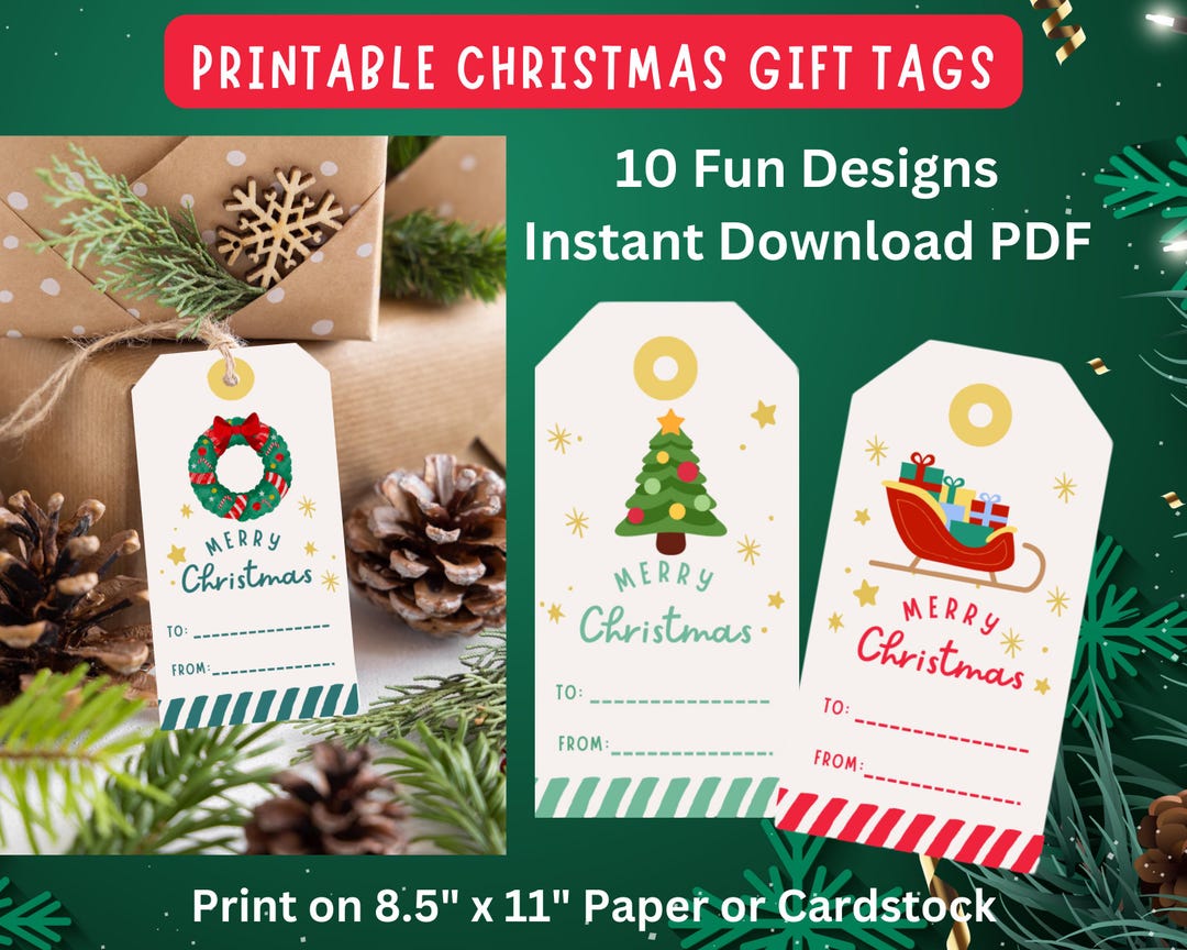 Christmas Gift Tag Printable, Printable Christmas Gift Tag, Holiday ...