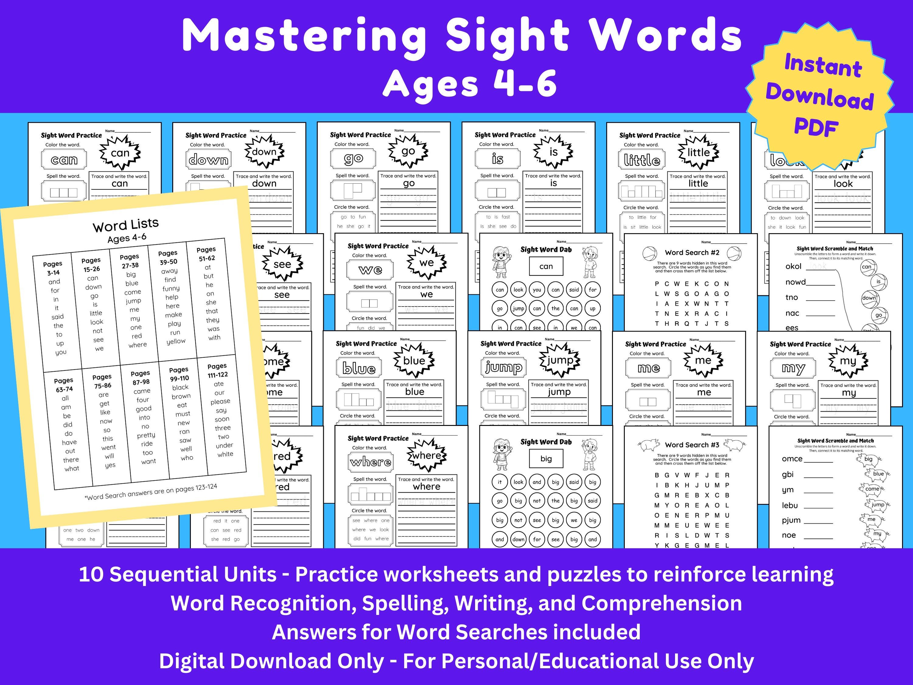 Preschool & Kindergarten Learning Bundle, 300+ Printable Worksheets ...