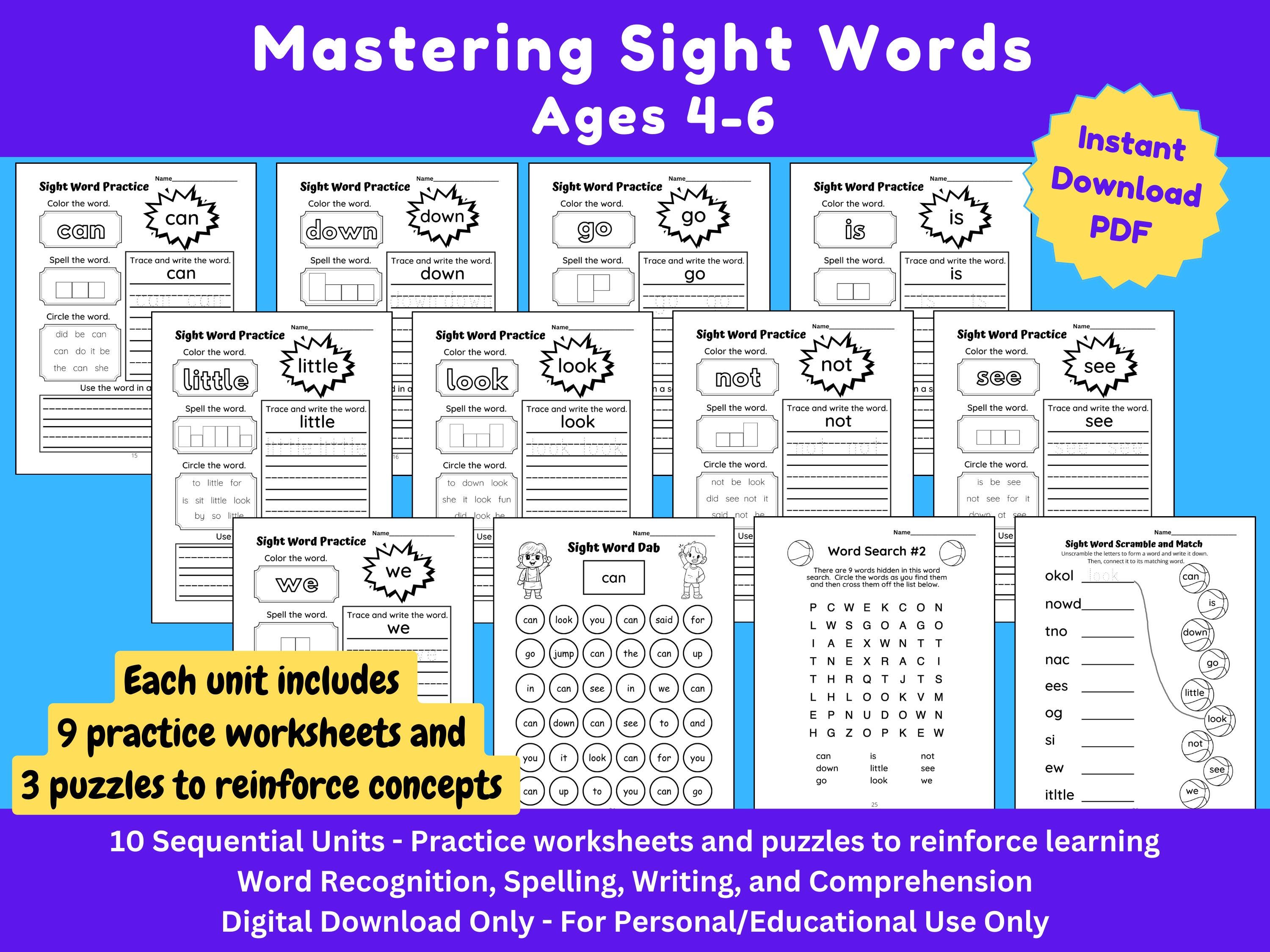 Preschool & Kindergarten Learning Bundle, 300+ Printable Worksheets ...