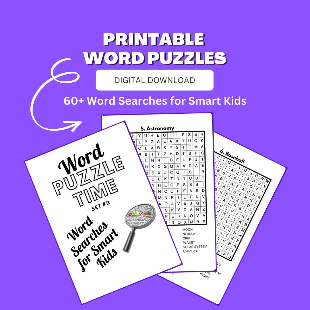Word Puzzle Time Set #2 - 60+ Printable Word Search Puzzles for Smart ...
