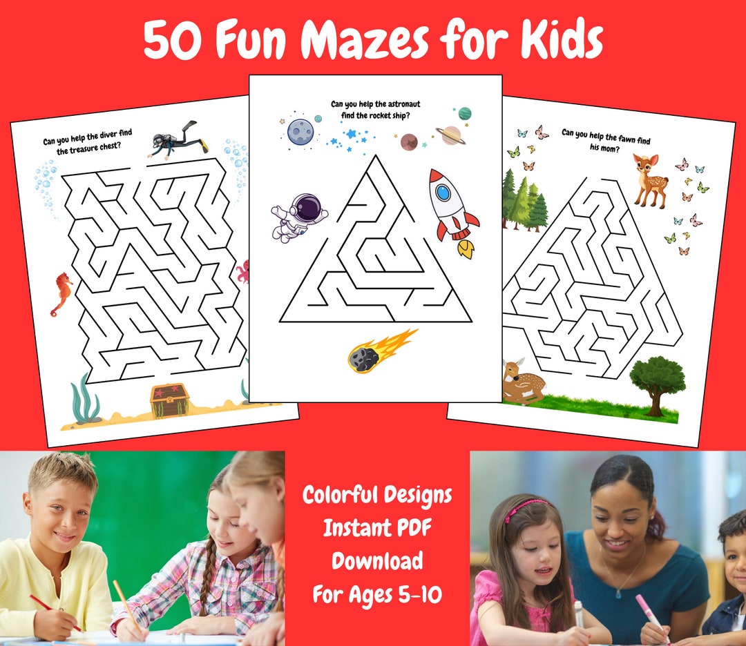50 Printable Mazes for Kids, Fun Mazes for Kids, Kids Activities ...