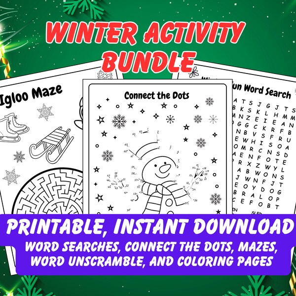 Winter Printable Worksheets - Etsy