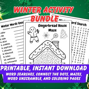 Kids Winter Activity Pages Bundle, Winter Fun Worksheets for Students ...