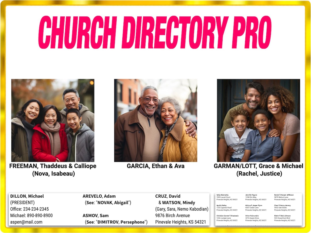 CHURCH DIRECTORY PRO —template for a Beautiful Photo Directory With ...