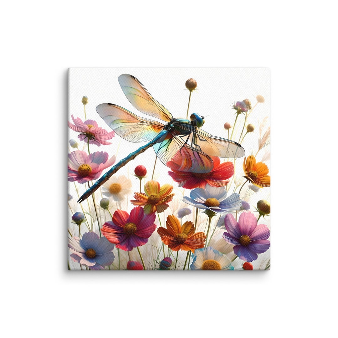 Dragonfly Theme Bedroom Decor Stunning Wildflower Canvas Wall Art Print Dragonflies and ...