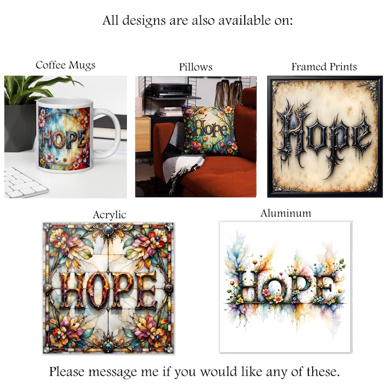 Hope Art Prints: Inspirational Wall Decor Set, 11 Customizable Designs ...
