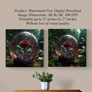 Red Rose Printable Art, Red Rose Wall Art, Forest Flower Wall Art ...