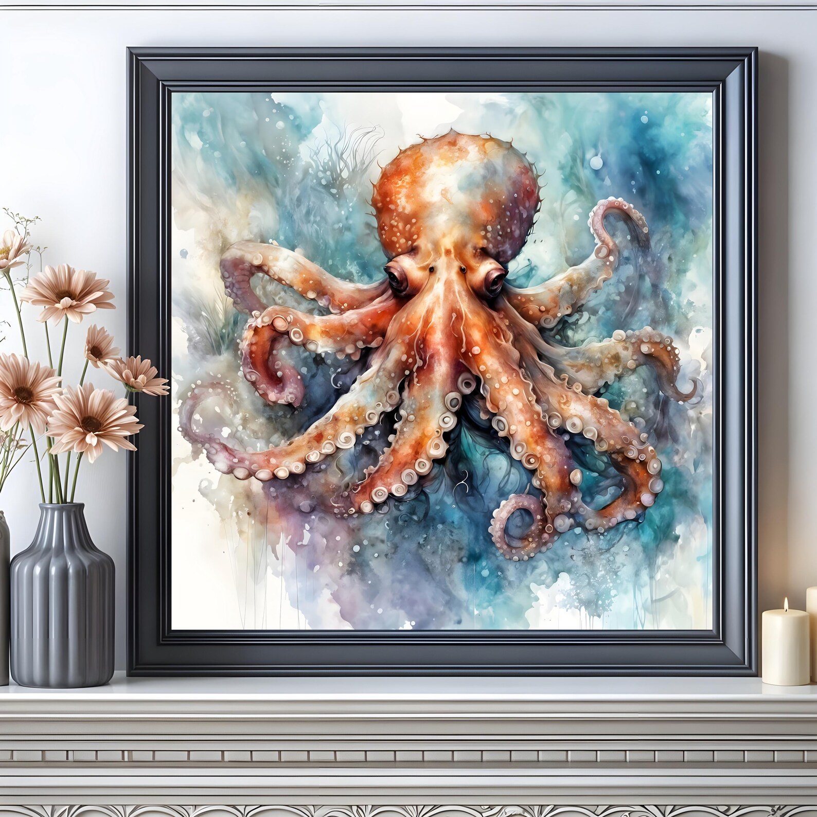 Colorful Octopus Watercolor Art Print: Ocean Life Wall Decor - Etsy