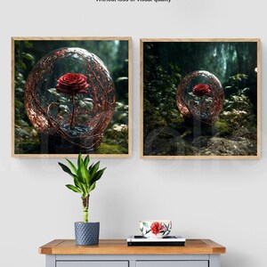 Red Rose Printable Art, Red Rose Wall Art, Forest Flower Wall Art ...