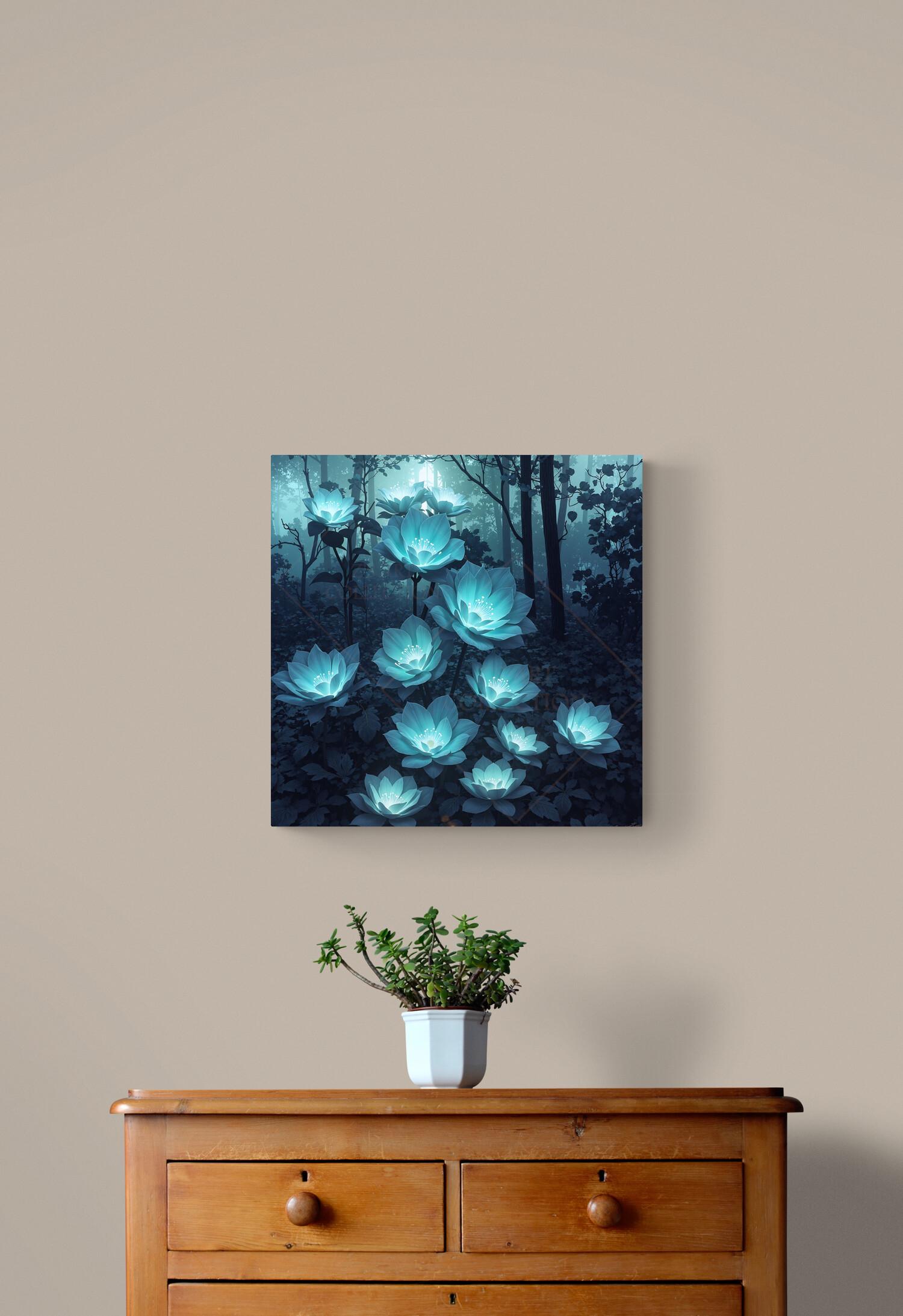 Enchanted Woodland Glow, Ethereal Blue Flowers, Bio Luminescent Flowers ...
