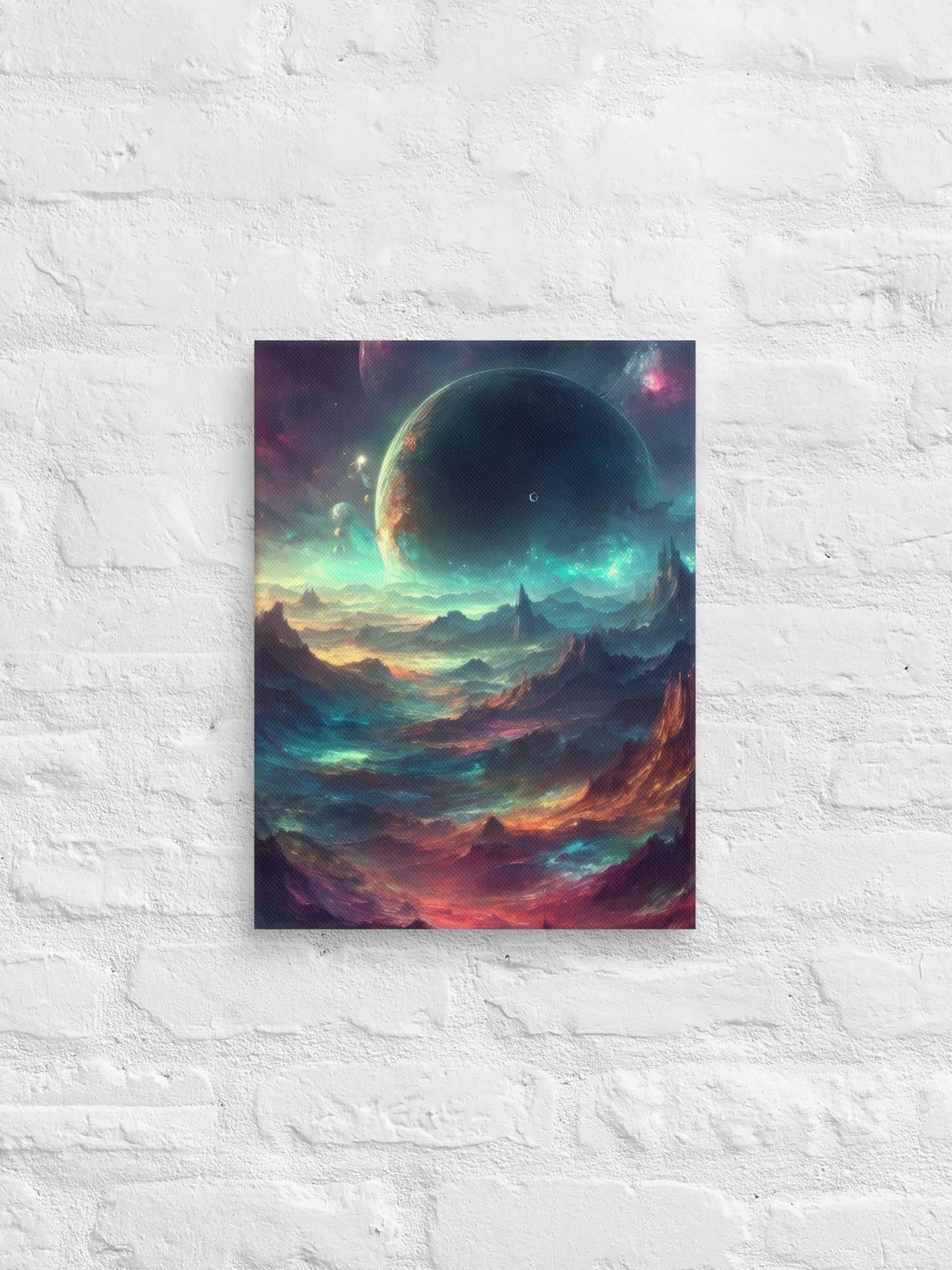 Moonscape Outer Space Art Canvas, Abstract Galactic Landscape, Cosmic ...