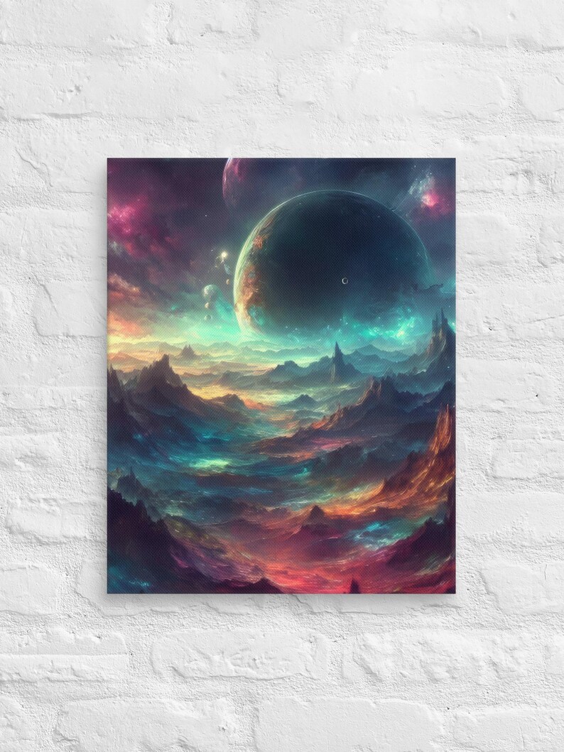 Moonscape Outer Space Art Canvas, Abstract Galactic Landscape, Cosmic ...