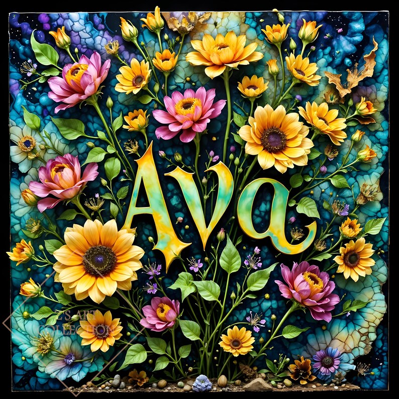 Personalized Name Art With Flowers, Butterflies, and Dragonflies ...