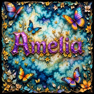 Personalized Name Art Print - Charming Custom Name Art, Amelia Wall Art ...