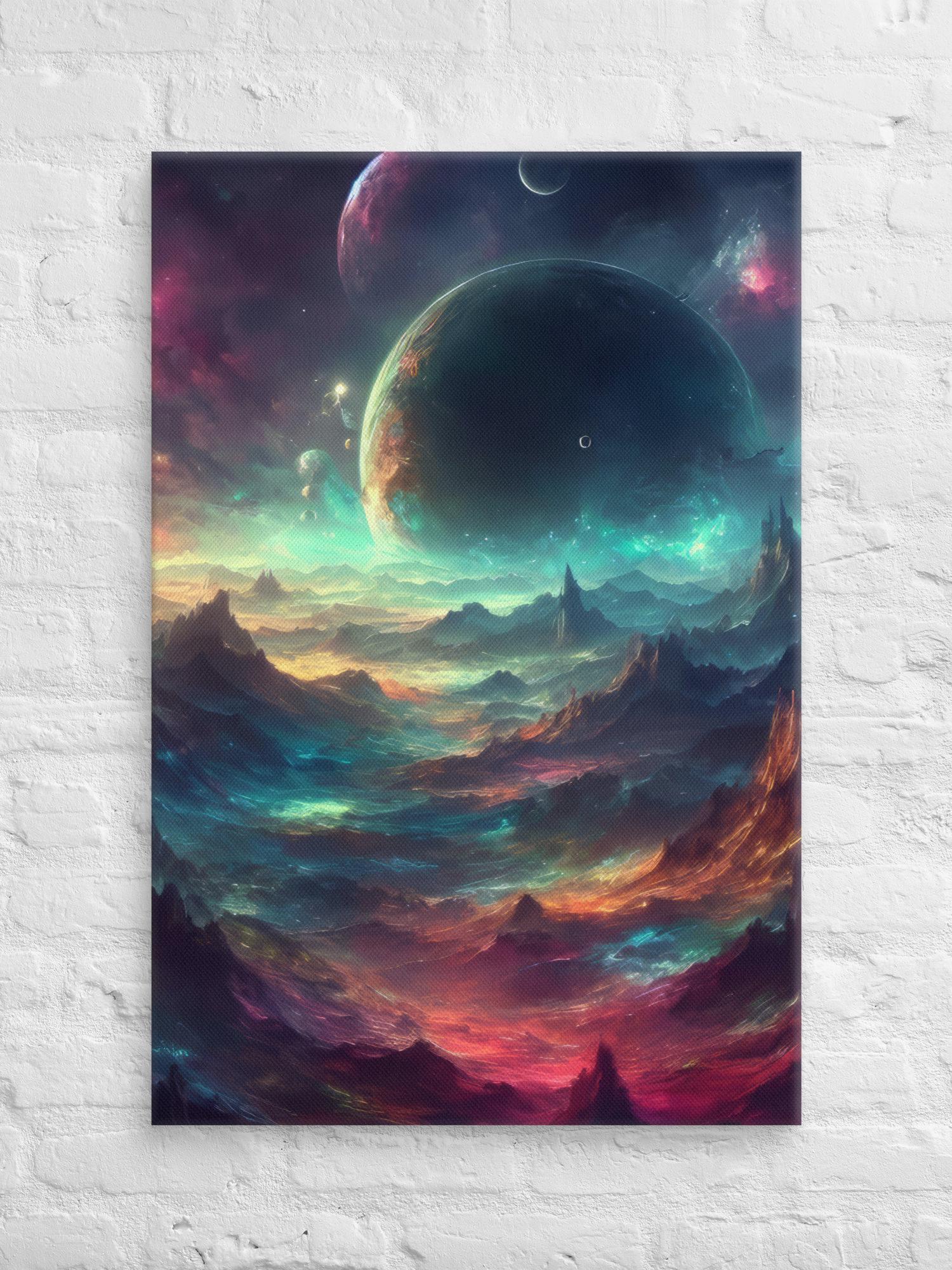 Moonscape Outer Space Art Canvas, Abstract Galactic Landscape, Cosmic ...