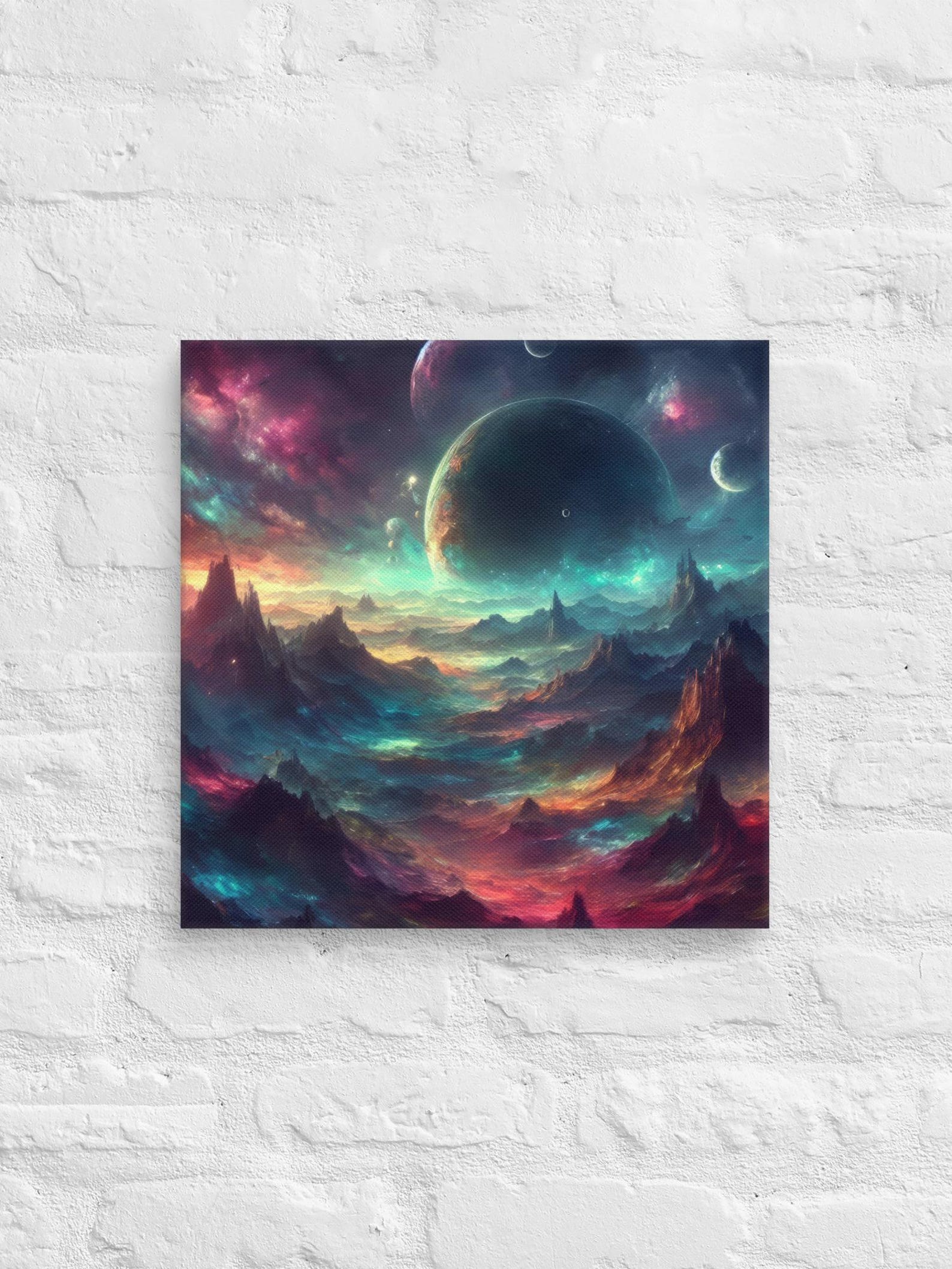 Moonscape Outer Space Art Canvas, Abstract Galactic Landscape, Cosmic ...