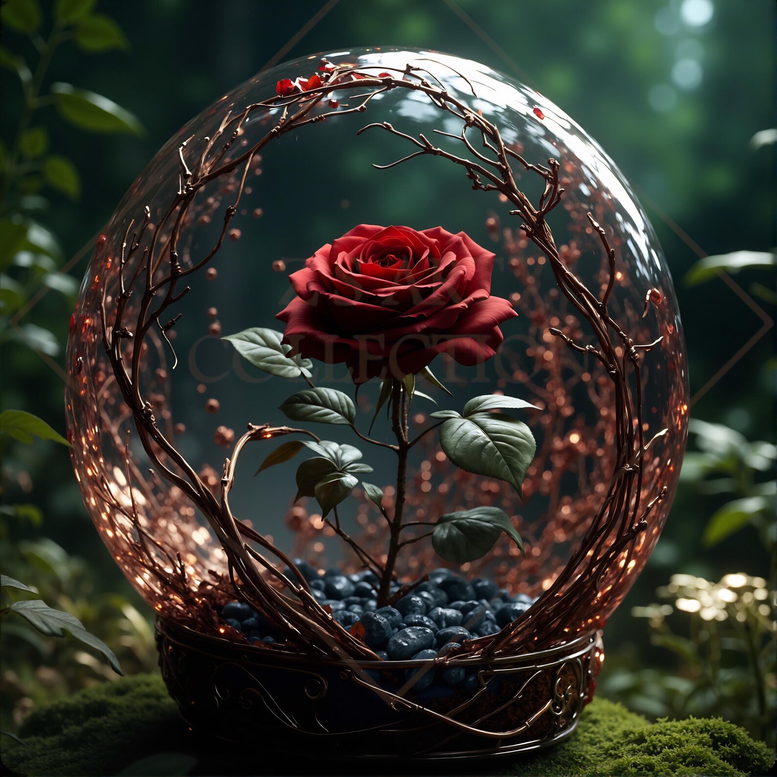 Red Rose Printable Art, Red Rose Wall Art, Forest Flower Wall Art ...