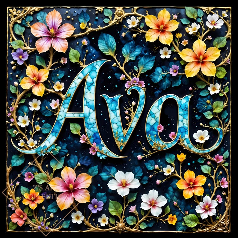 Personalized Name Art With Flowers, Butterflies, and Dragonflies ...