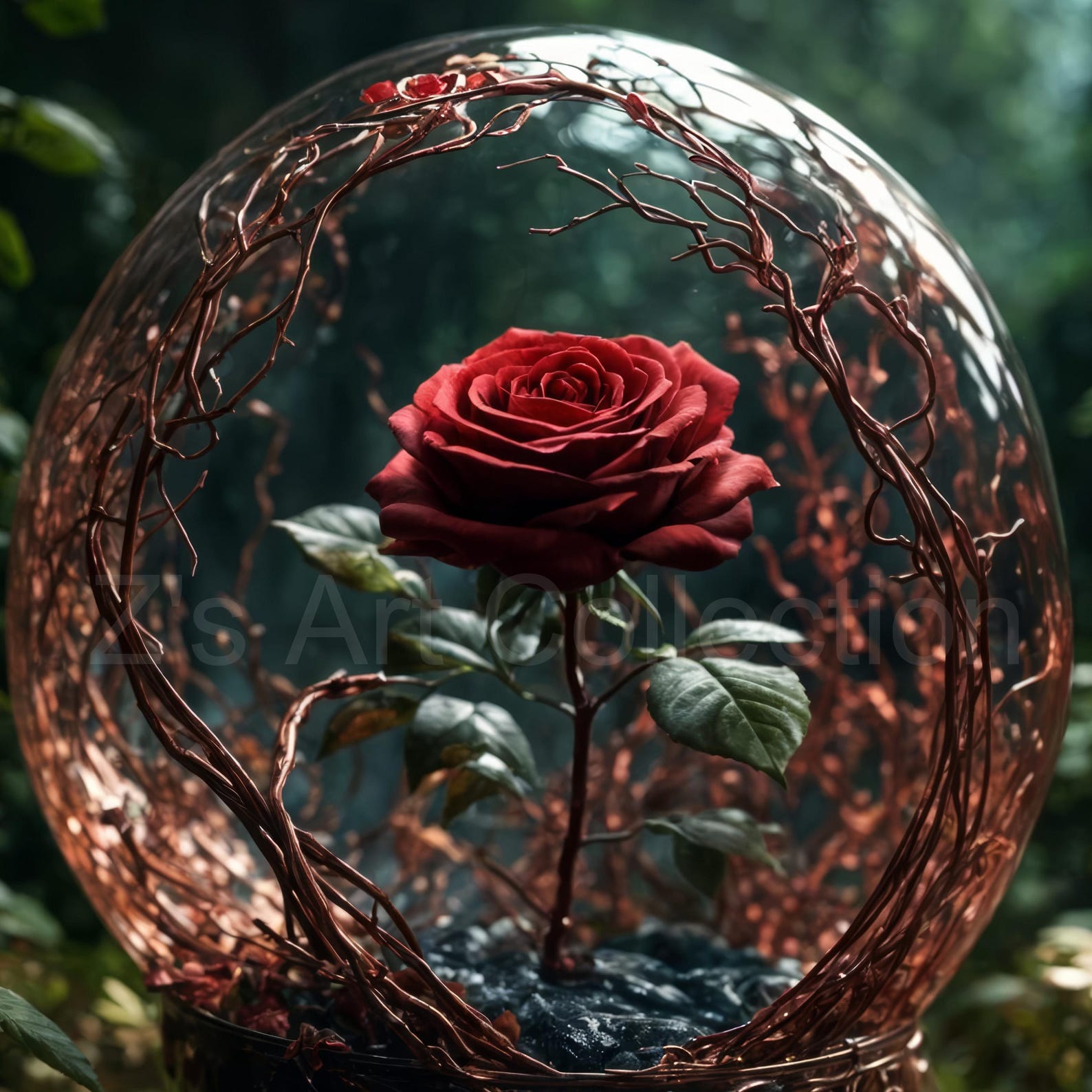 Red Rose Printable Art, Red Rose Wall Art, Forest Flower Wall Art ...