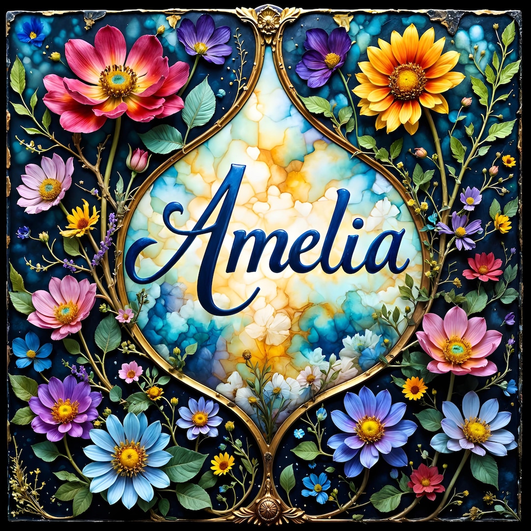 Personalized Name Art Print - Charming Custom Name Art, Amelia Wall Art ...
