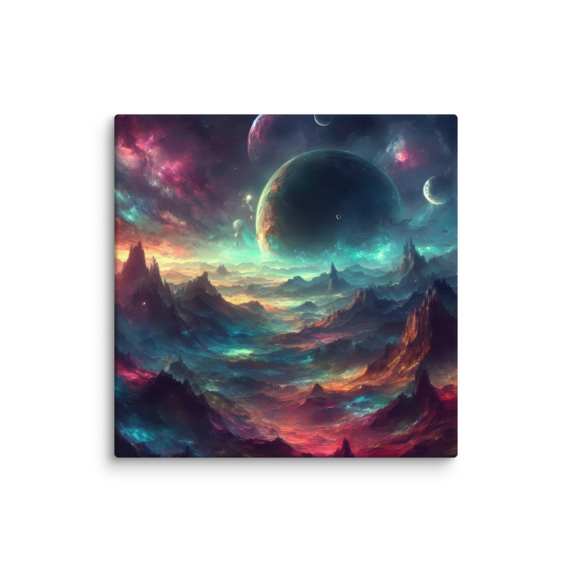 Moonscape Outer Space Art Canvas Abstract Galactic Landscape Painting ...