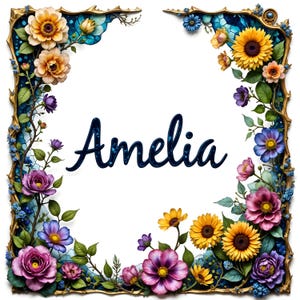 Personalized Name Art Print - Charming Custom Name Art, Amelia Wall Art ...