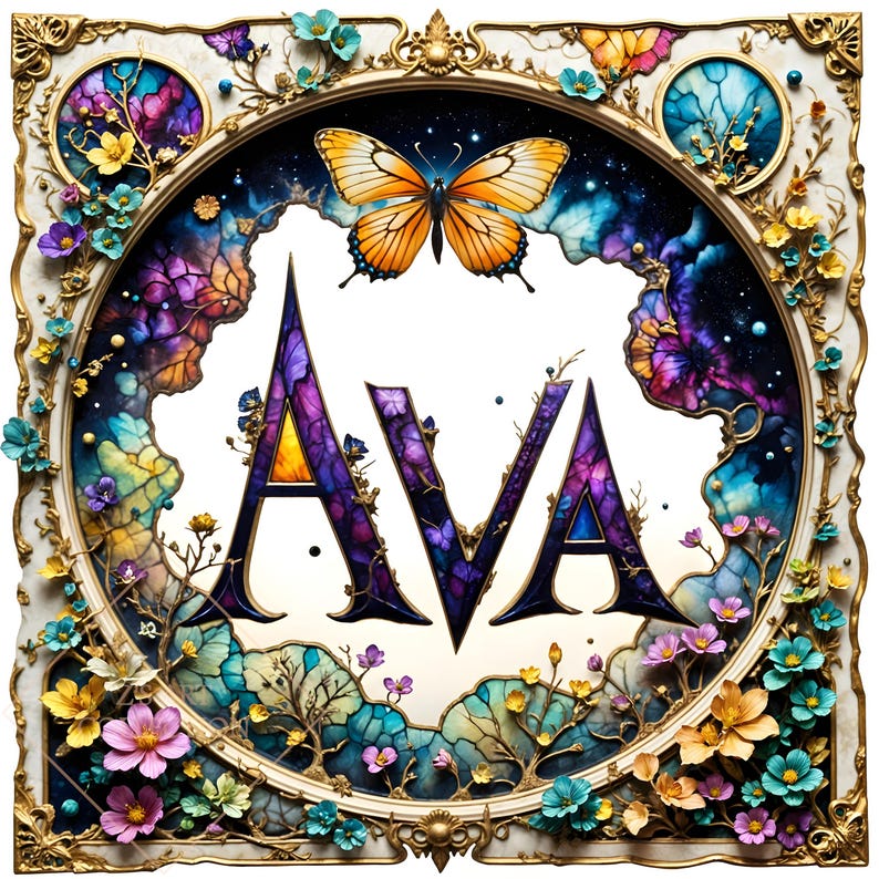 Personalized Name Art With Flowers, Butterflies, and Dragonflies ...