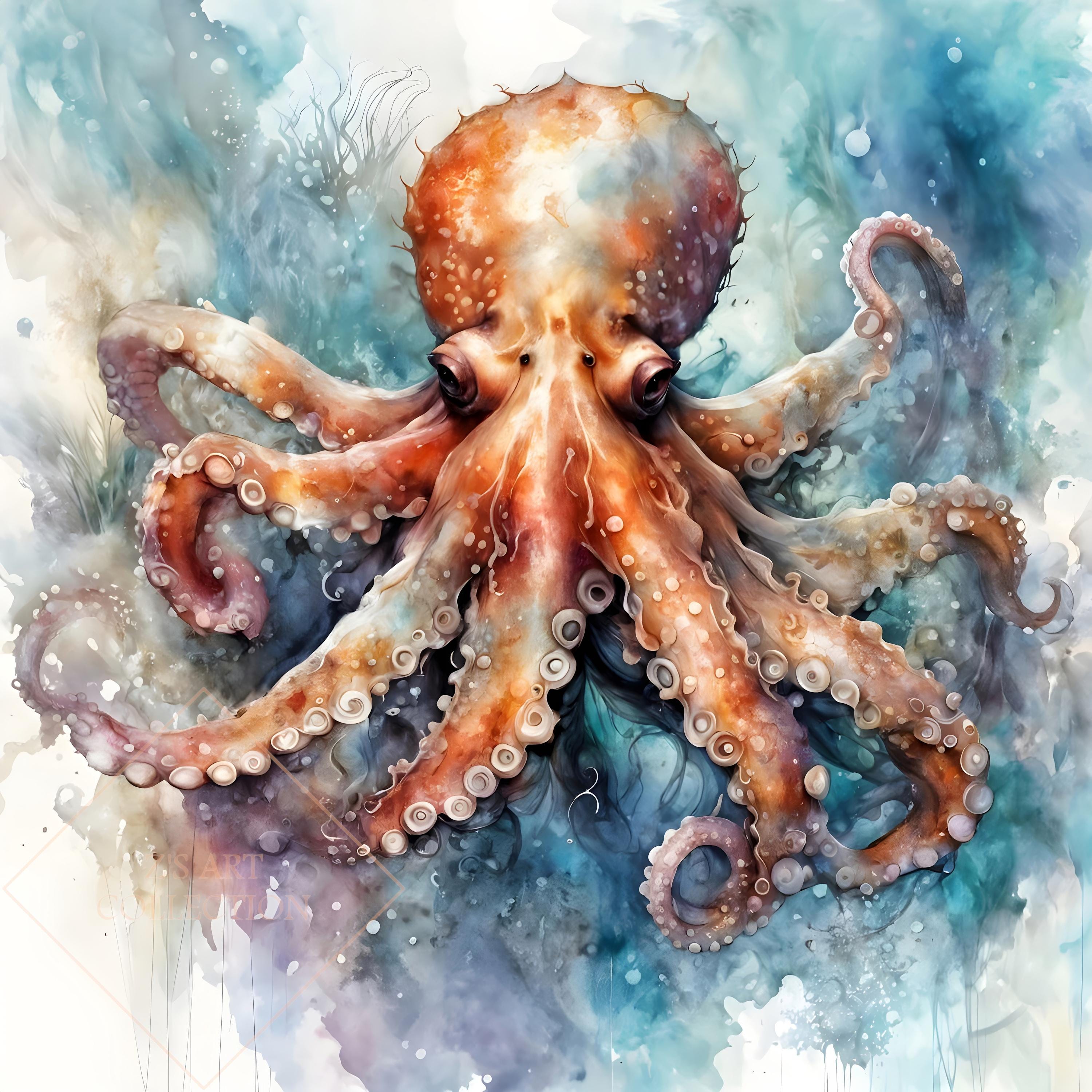 Colorful Octopus Watercolor Art Print: Ocean Life Wall Decor - Etsy