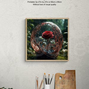 Red Rose Printable Art, Red Rose Wall Art, Forest Flower Wall Art ...