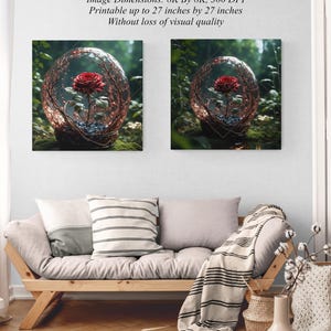 Red Rose Printable Art, Red Rose Wall Art, Forest Flower Wall Art ...