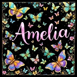 Personalized Name Art Print - Charming Custom Name Art, Amelia Wall Art ...