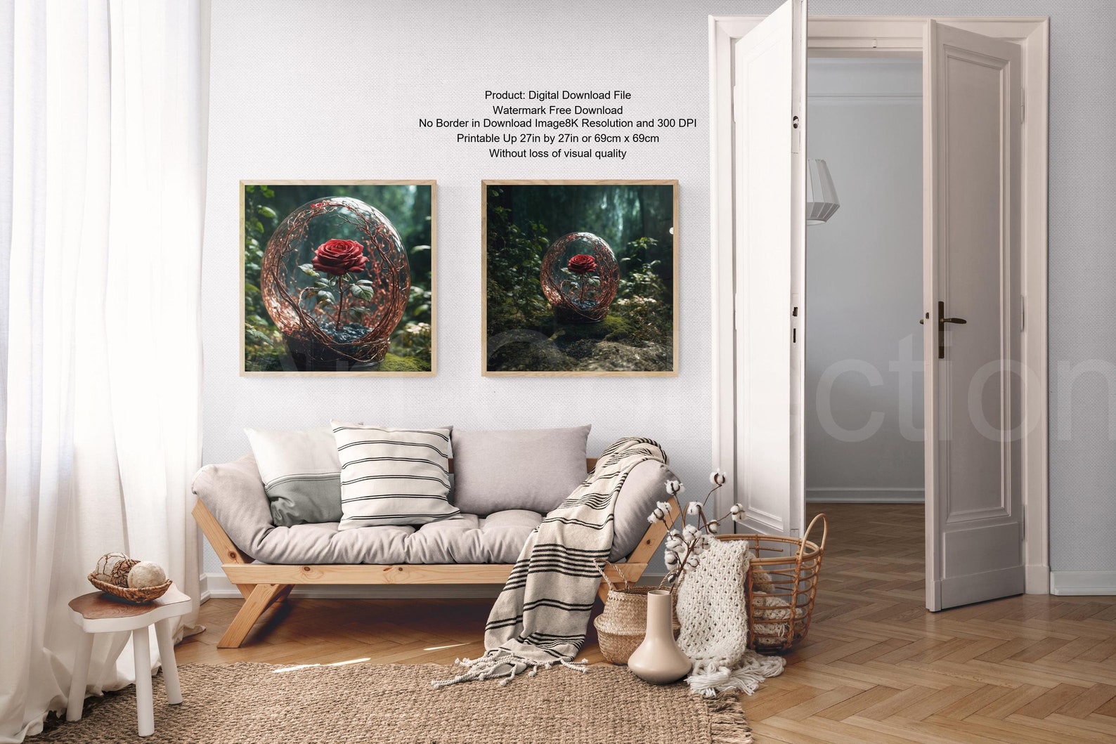 Red Rose Printable Art, Red Rose Wall Art, Forest Flower Wall Art ...