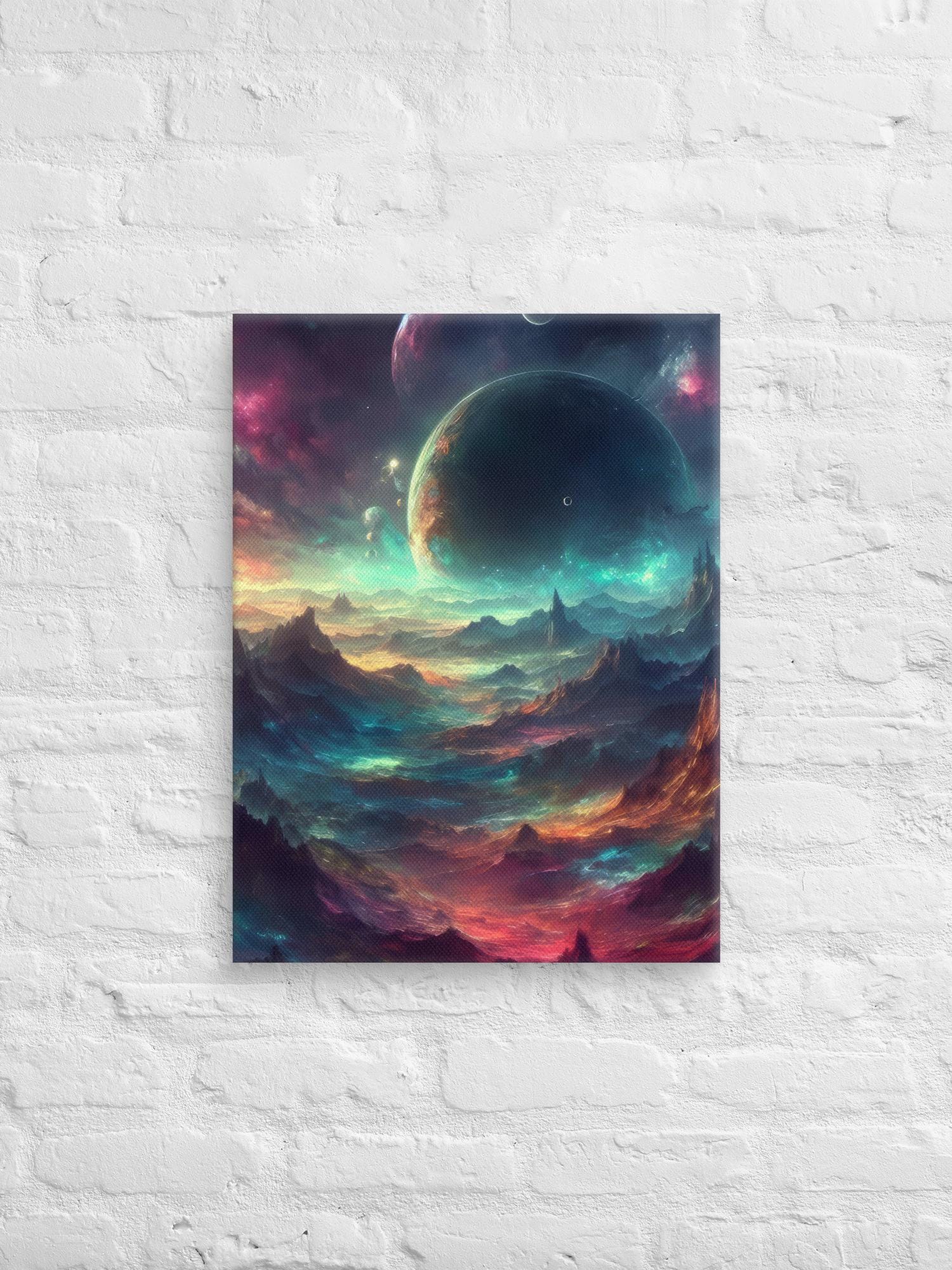 Moonscape Outer Space Art Canvas, Abstract Galactic Landscape, Cosmic ...