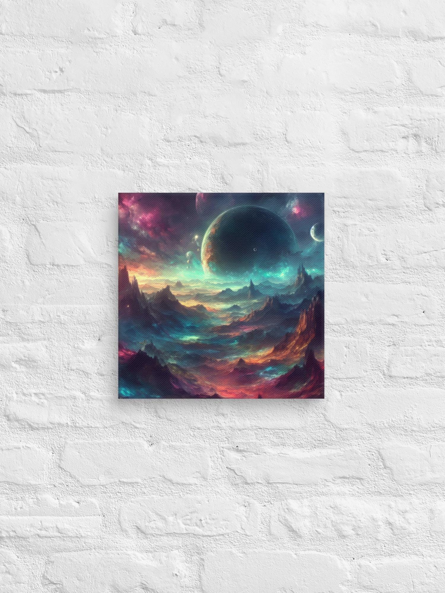 Moonscape Outer Space Art Canvas, Abstract Galactic Landscape, Cosmic ...