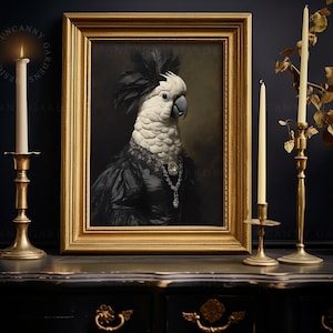 Victorian Cockatoo Portrait Gothic Parrot Wall Art, Dark Academia Print ...