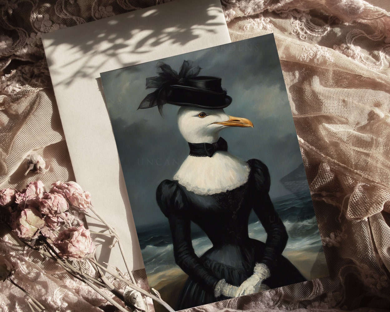 Lady Seagull, Victorian Portrait Art Print, Whimsigoth Animal Decor ...