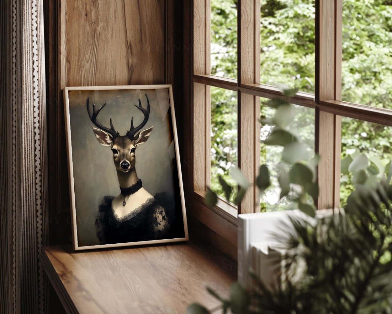 Miss Doe, Victorian Deer Lady Portrait, Whimsical Animals, Gothic Deer ...