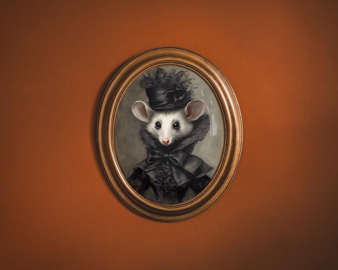 Halloween Opossum Art Print, Victorian Opossum Wall Art, Gothic Opossum ...