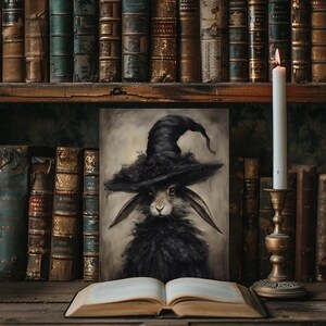 Whimsical Rabbit Witch Art Print, Victorian Rabbit Portrait, Witchy ...